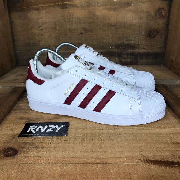 adidas | Shoes | New Adidas Superstar Shell Toe White Red | Poshmark
